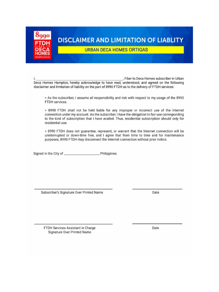 Ortigas Disclaimer | PDF