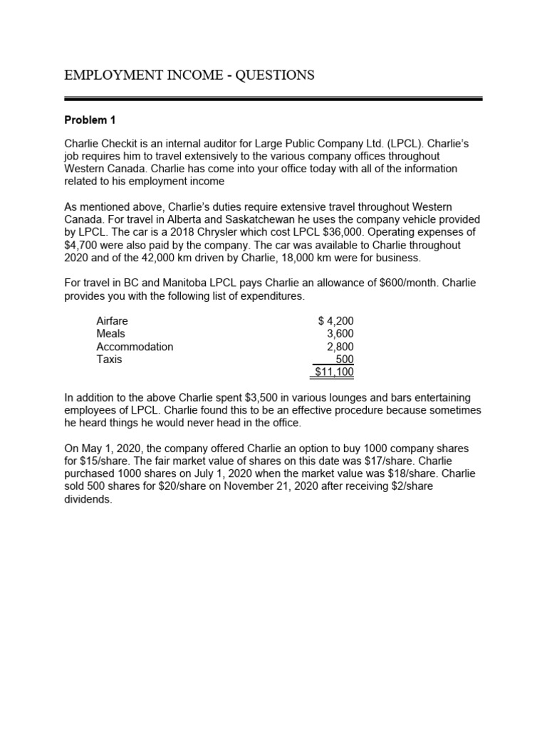 Chapter 3 Employment Income 2020 | PDF