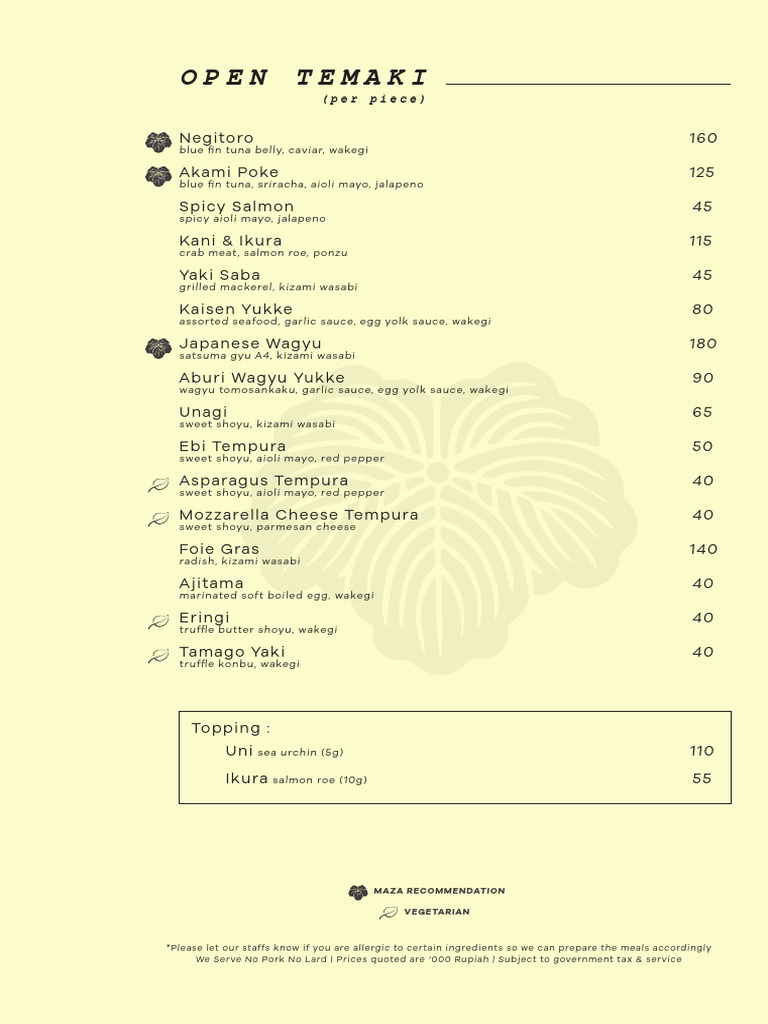 Menu Maza | PDF