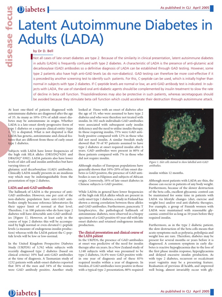 LADA in Adults - Mini Review | PDF | Diabetes Mellitus Type 2 ...