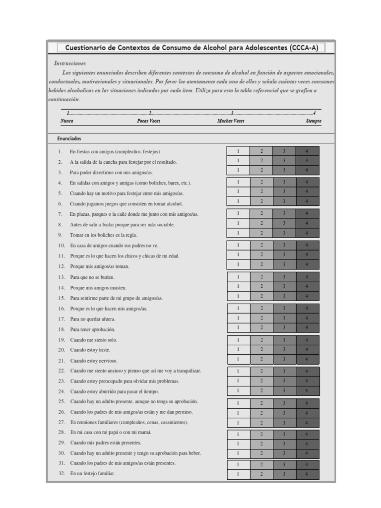 Cuestionario (CCCA A) | PDF