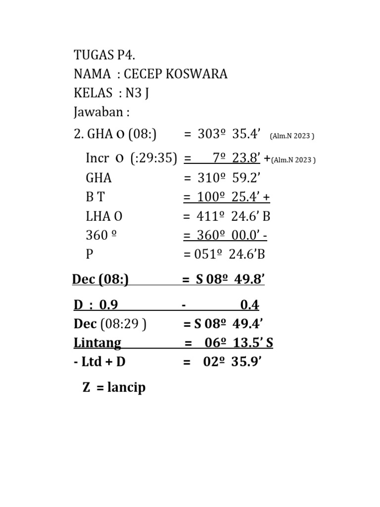 Tugas Praktek P4 Koordinat Equator NO.2 DAN 3 | PDF