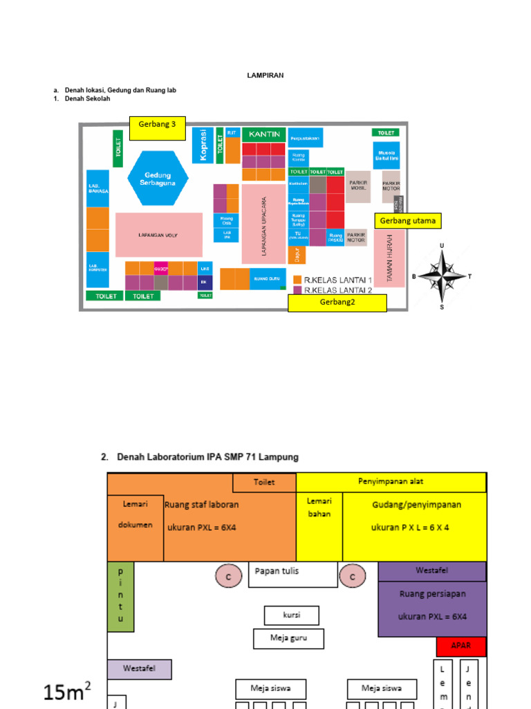 Lampiran Denah Lokasi, Gedung, Dan Ruang Laboratorium Kelompok 1 | PDF