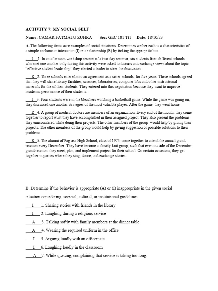 Gec 101 Activity 7 | PDF