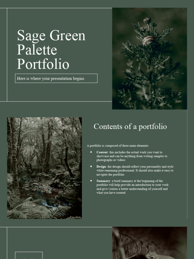 Sage Green Palette Portfolio by Slidesgo | PDF