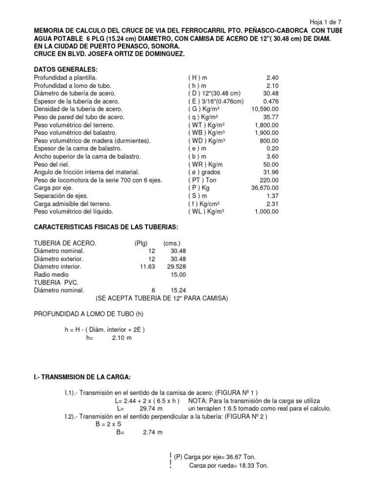 Memoria de Calculo Del Cruce de Via Del FFCC | PDF | Ingeniería de ...