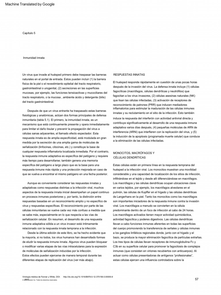 Chapter-5 - RESPUESTA INMUNE INNATA | PDF | Sistema inmune | Interferón