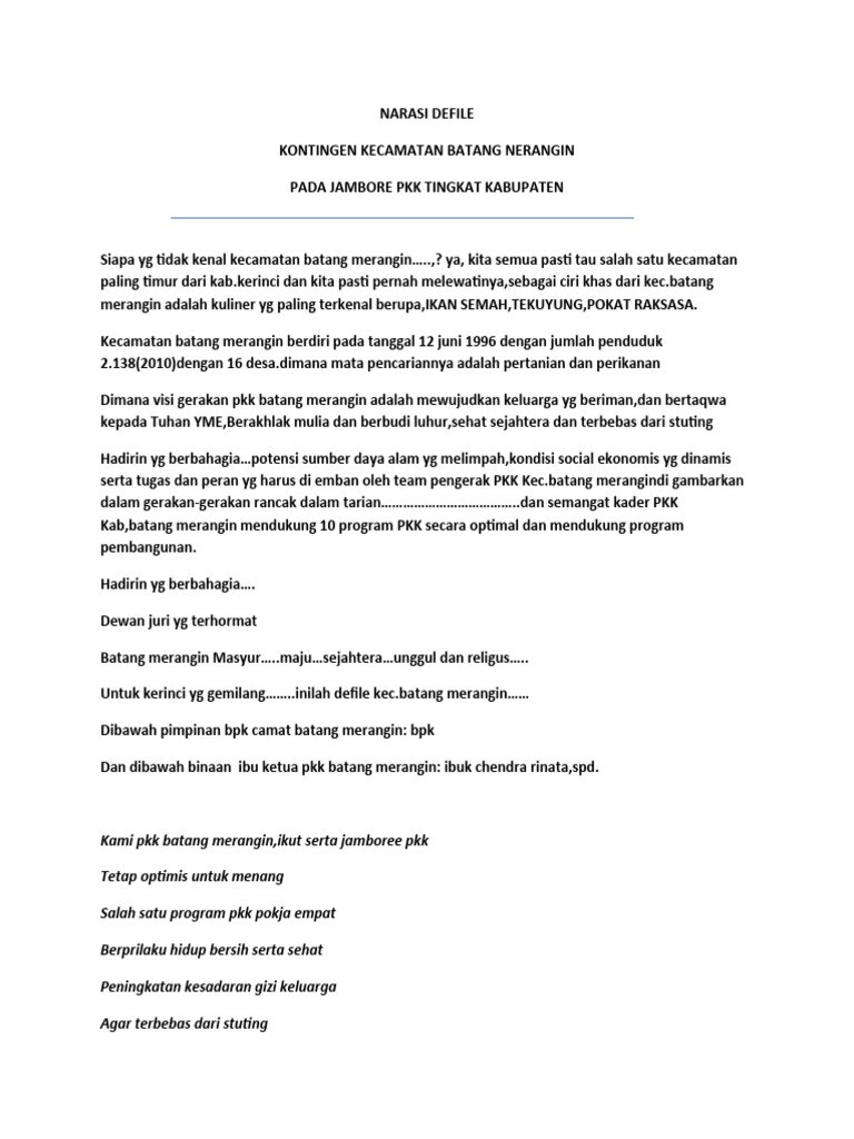 NARASI DEFILE Batang Merangin | PDF NARASI DEFILE Batang Merangin | PDF