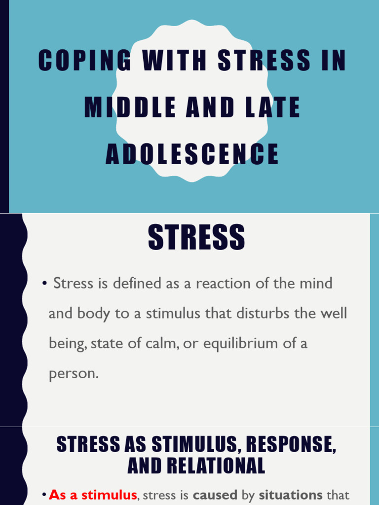 Chapter 6 Coping With Stress In Middle And Late Adolescence Pdf