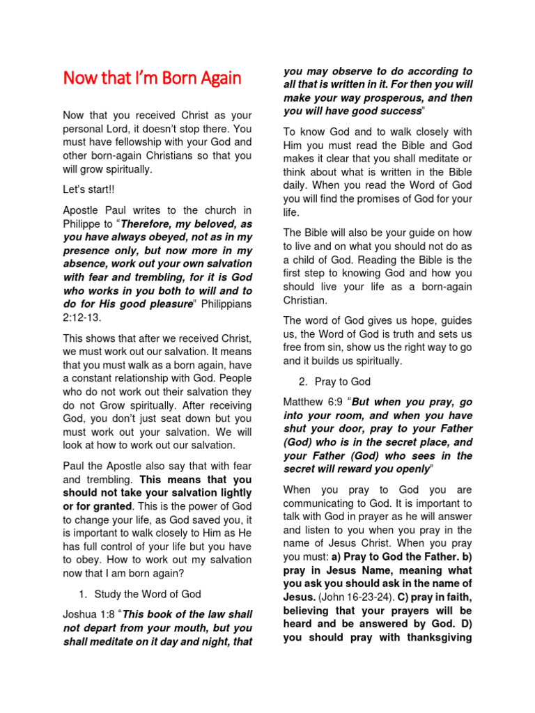 Now That I'M Born-Again | PDF | Prayer | Born Again