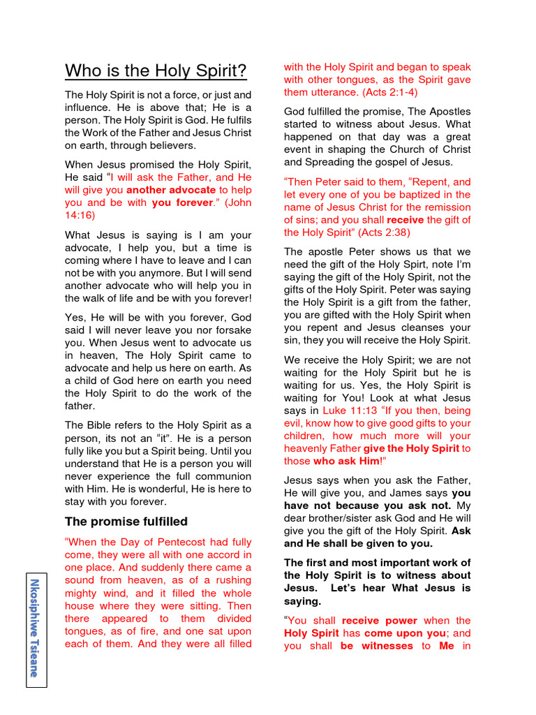 The Holy Spirit | PDF