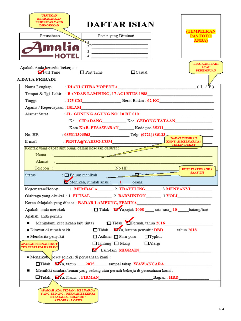 Cara Pengisian Form Daftar Isian | PDF