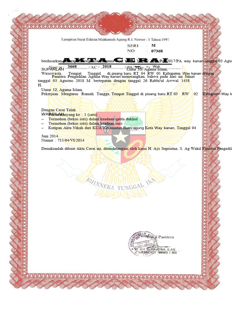 Akte Cerai 1 | PDF