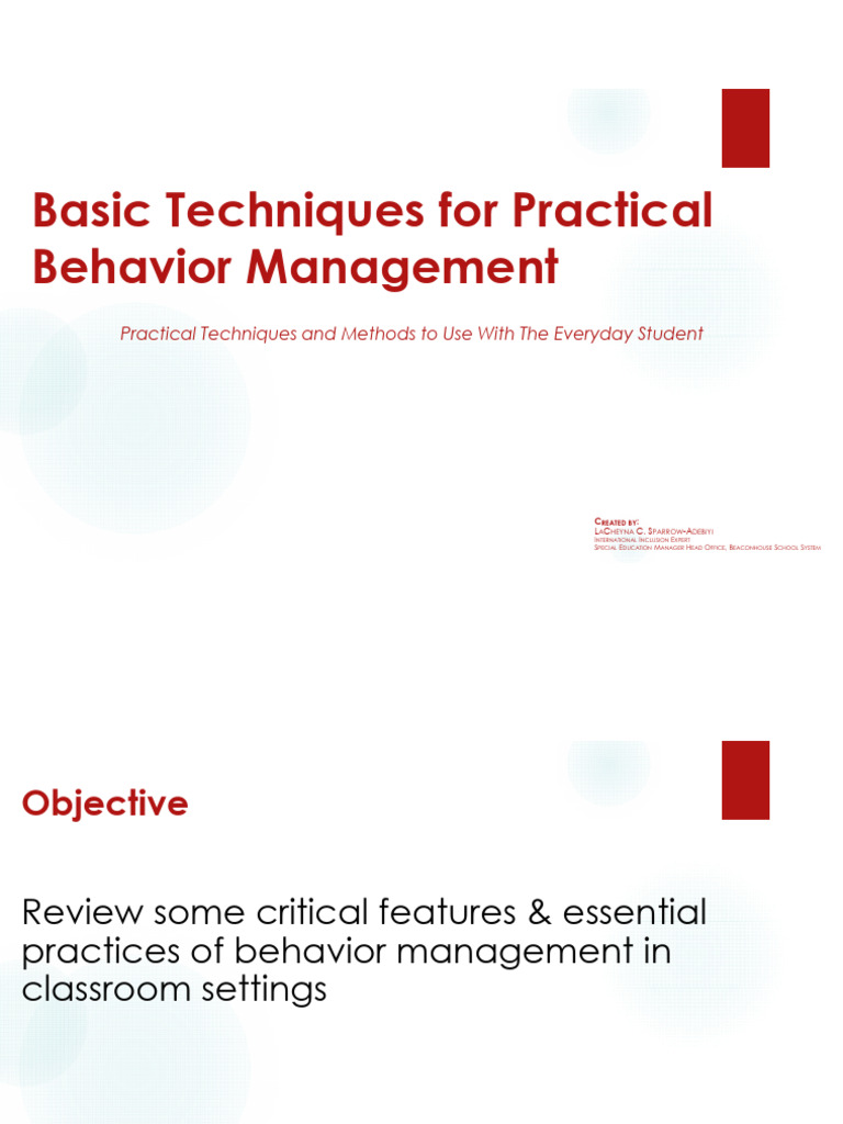 Basic Behavior Management Techniques PDSI | PDF | Classroom | Attention
