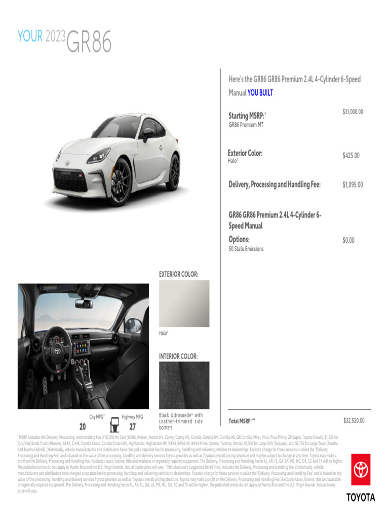 2023 GR86 | PDF | Toyota | Hybrid Electric Vehicle