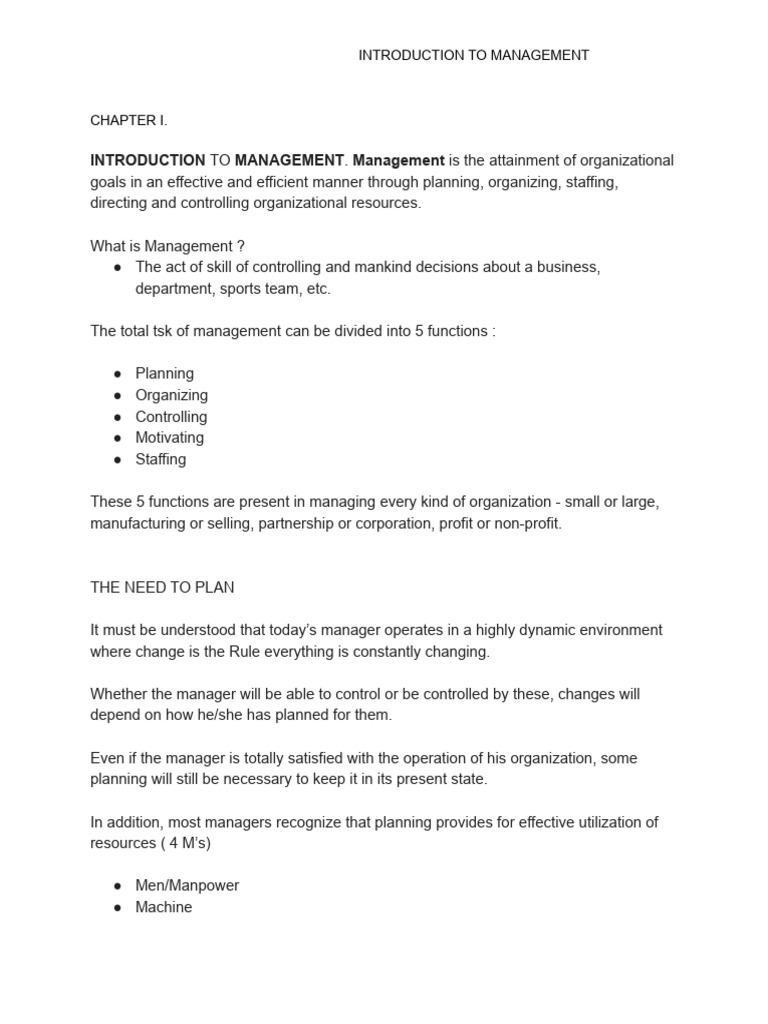 1 Introduction of Management | PDF | Human Resources | Economies