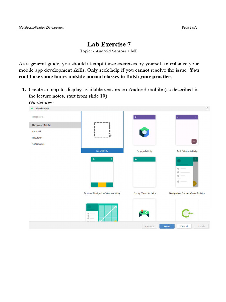 Lab7 - Android Sensors ML | PDF | Mobile App | Android (Operating System)