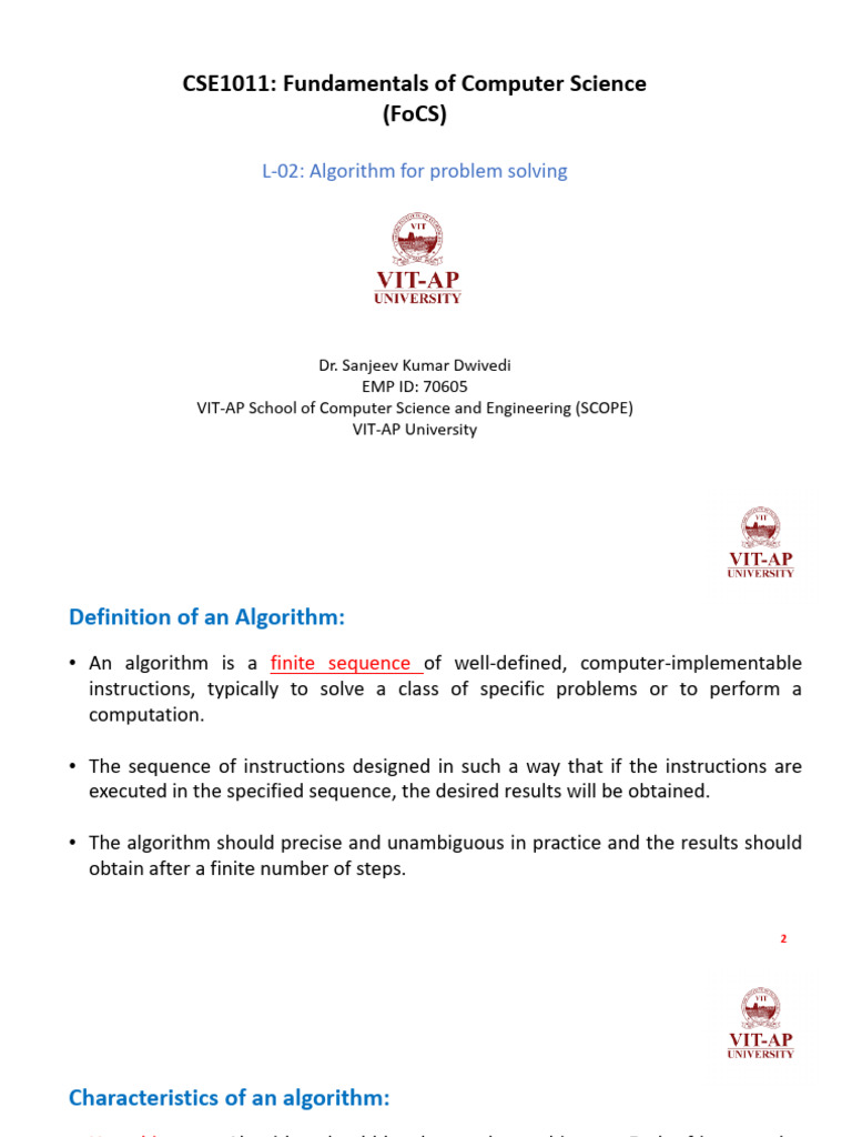 L2 - Algorithm For Problem Solving | PDF | Algorithms | Mathematics