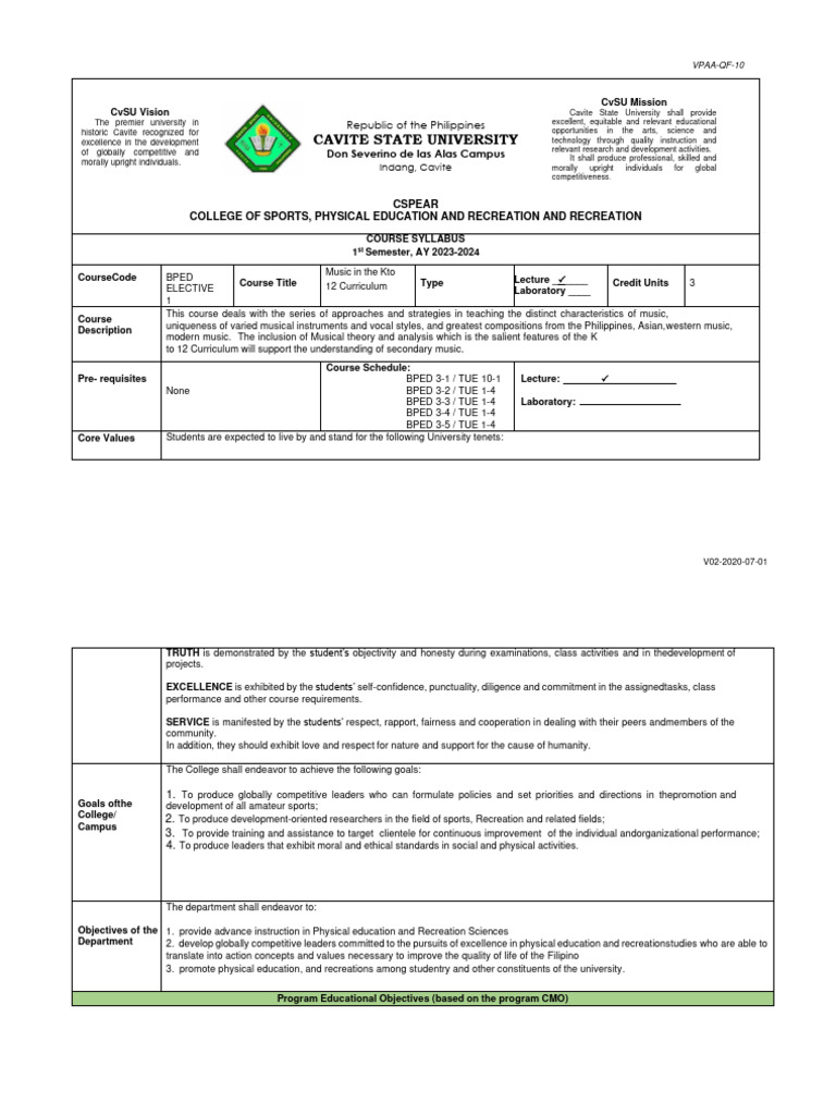 Elec 1 Music in K 12 | PDF | Curriculum | Learning