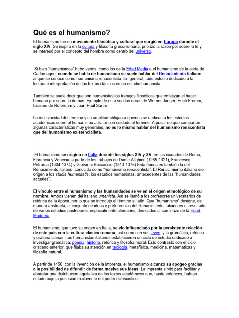 HUMANISMO | PDF | Renacimiento | Humanismo