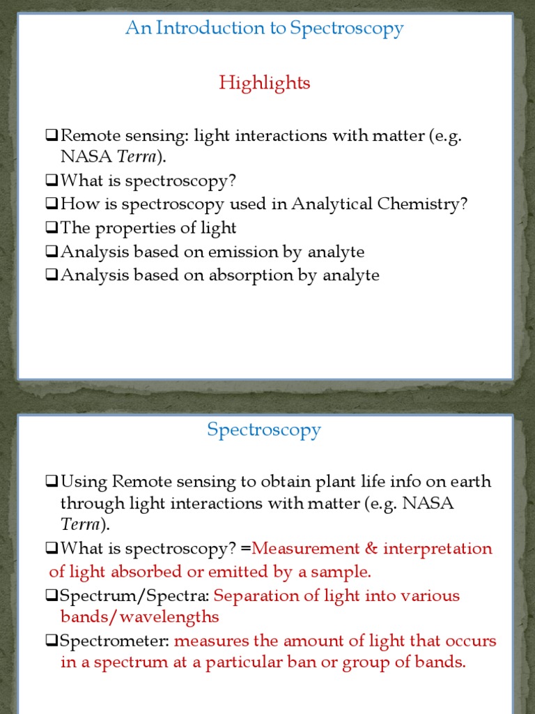 Lecture 4 - Introduction To Spectros | PDF | Spectroscopy | Photon