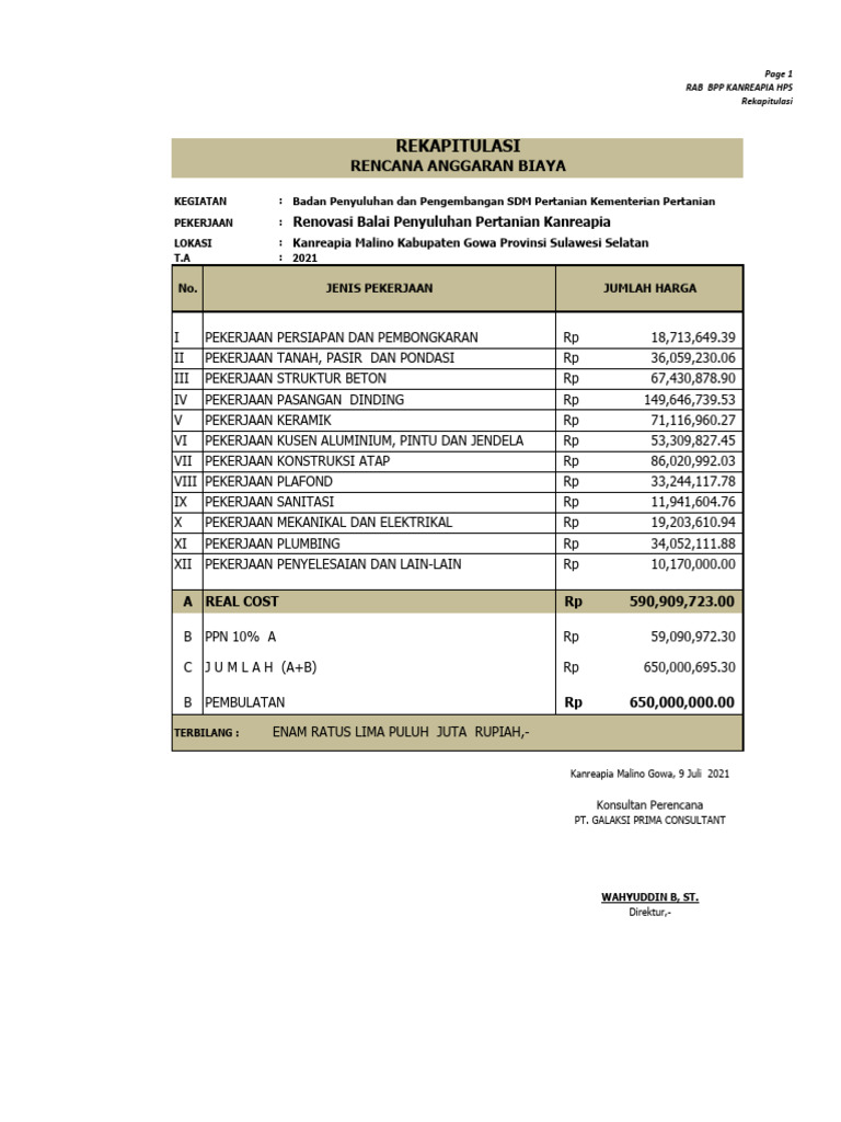 Rekap Rab BPP Kanreapia HPS | PDF