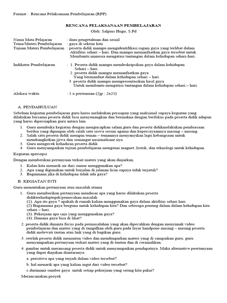 RPP - Ipas Kelas 5 CGP - 11 - Reguler | PDF