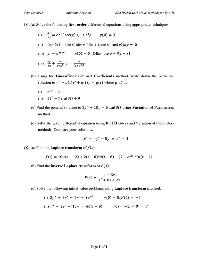 BEX1023-EA201 - Midterm Revision - Sept-Oct 2023 | PDF