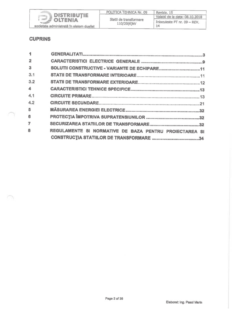 Statii de Transformare 110 206 KV Rev15 | PDF