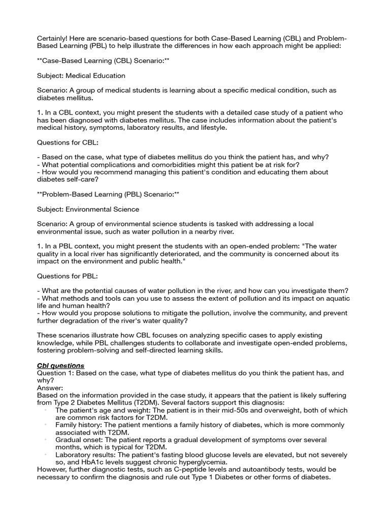 CBL PBL Scenarios | PDF | Water Pollution | Clinical Medicine