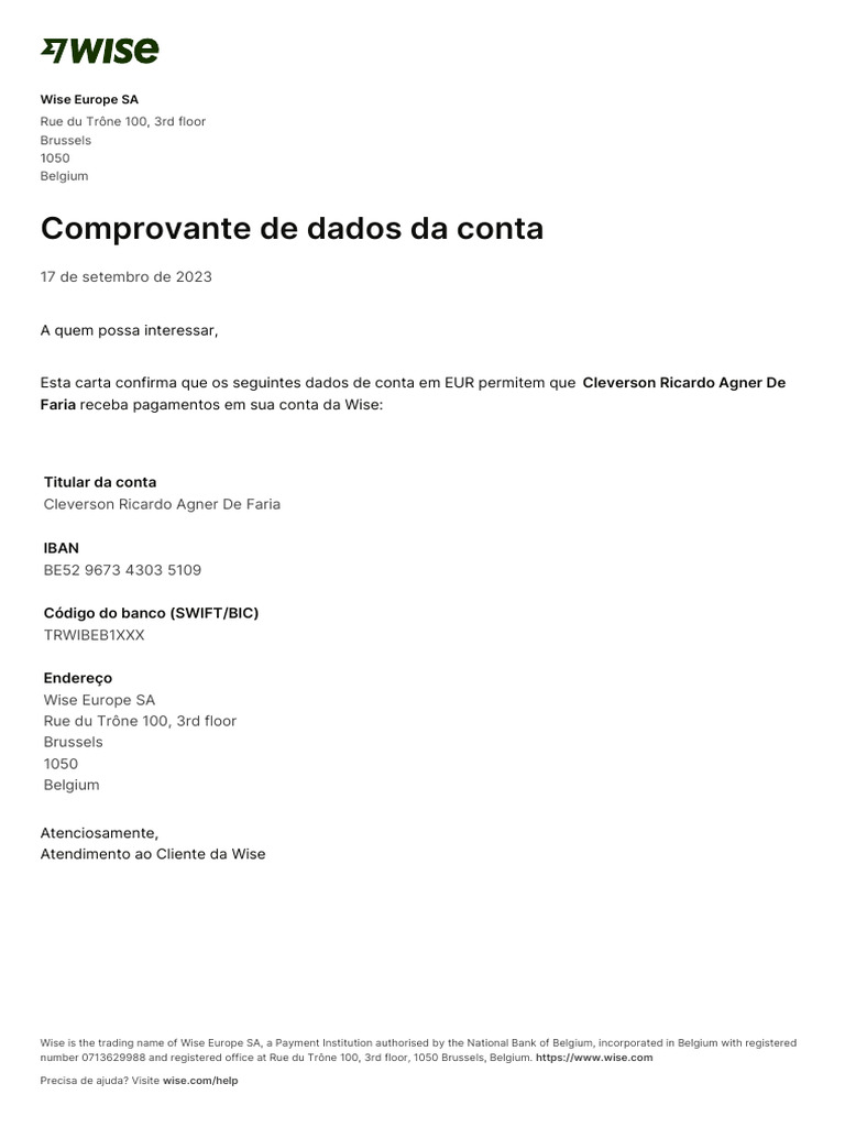 Wise Proof of Account Ownership 24769700 | PDF