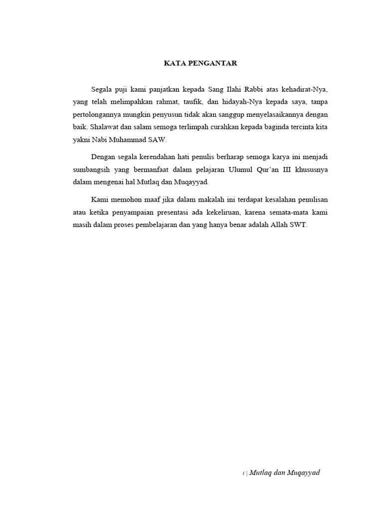 Mutlaq Dan Muqayyad | PDF