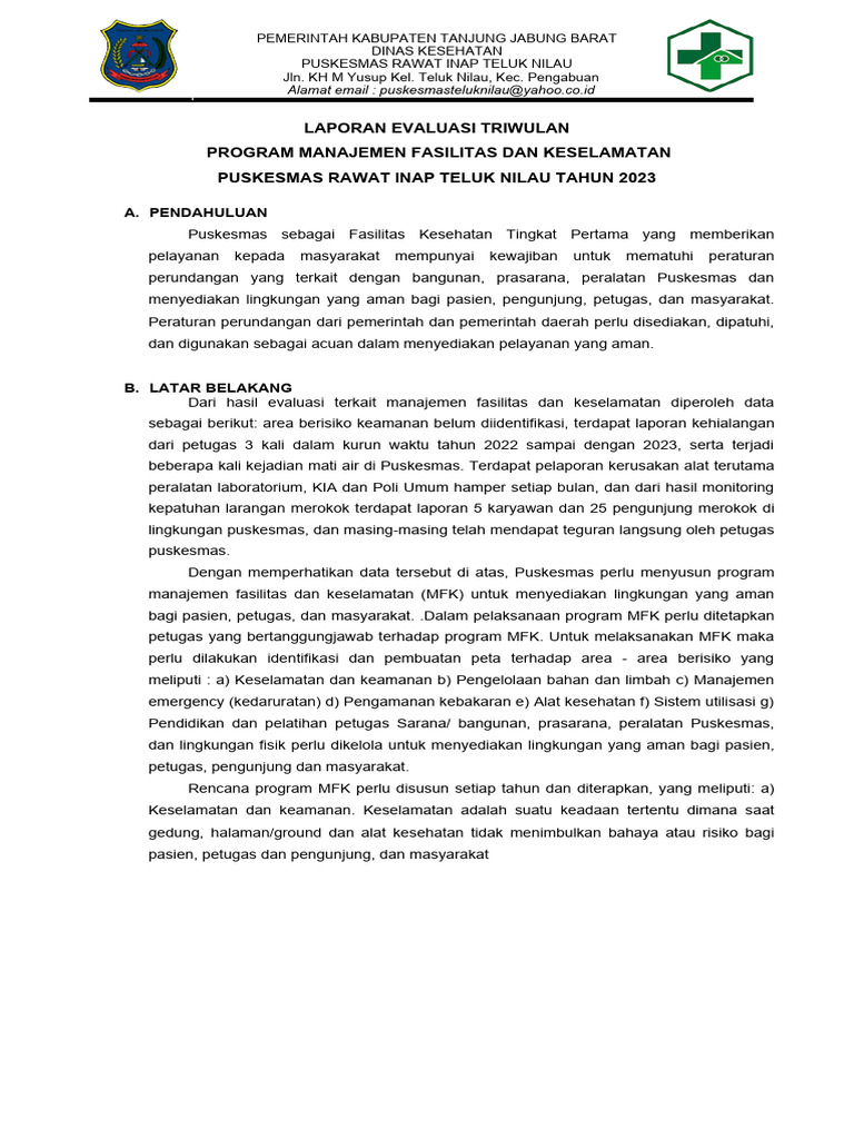 1414 Laporan - Evaluasi - Program - MFK - Puskesmas | PDF | Sains ...