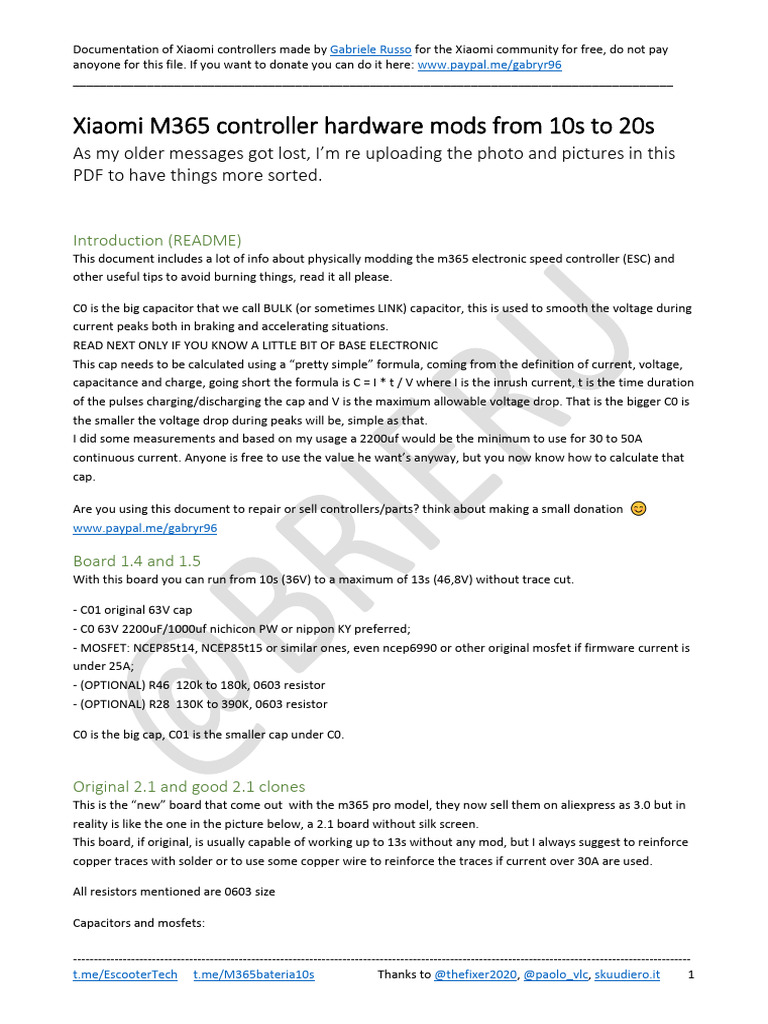 XiaomiM365 Mod | PDF | Capacitor | Quantity