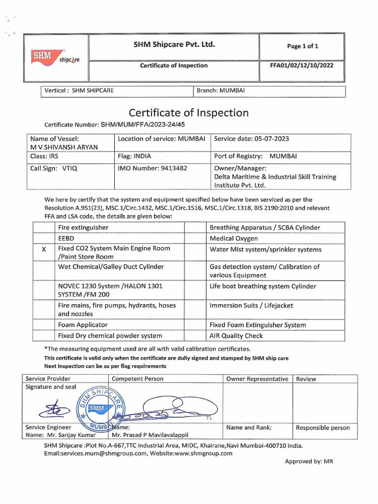 Service Certificate Shivansh Aryan | PDF