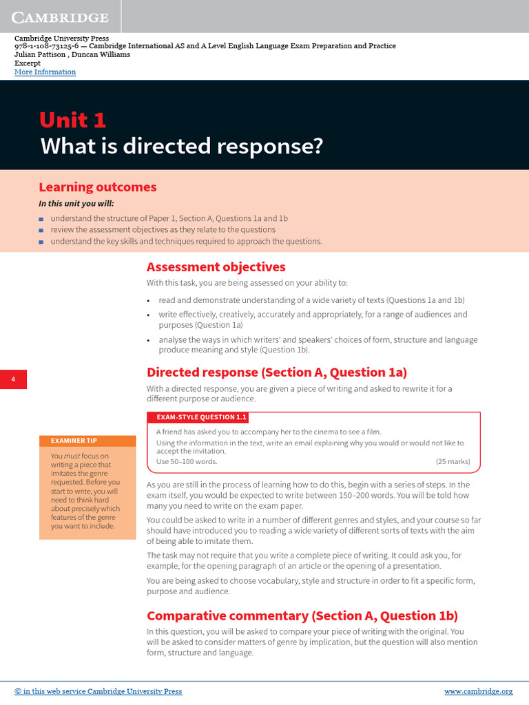 Cambridge International As and A Level English Language Exam ...