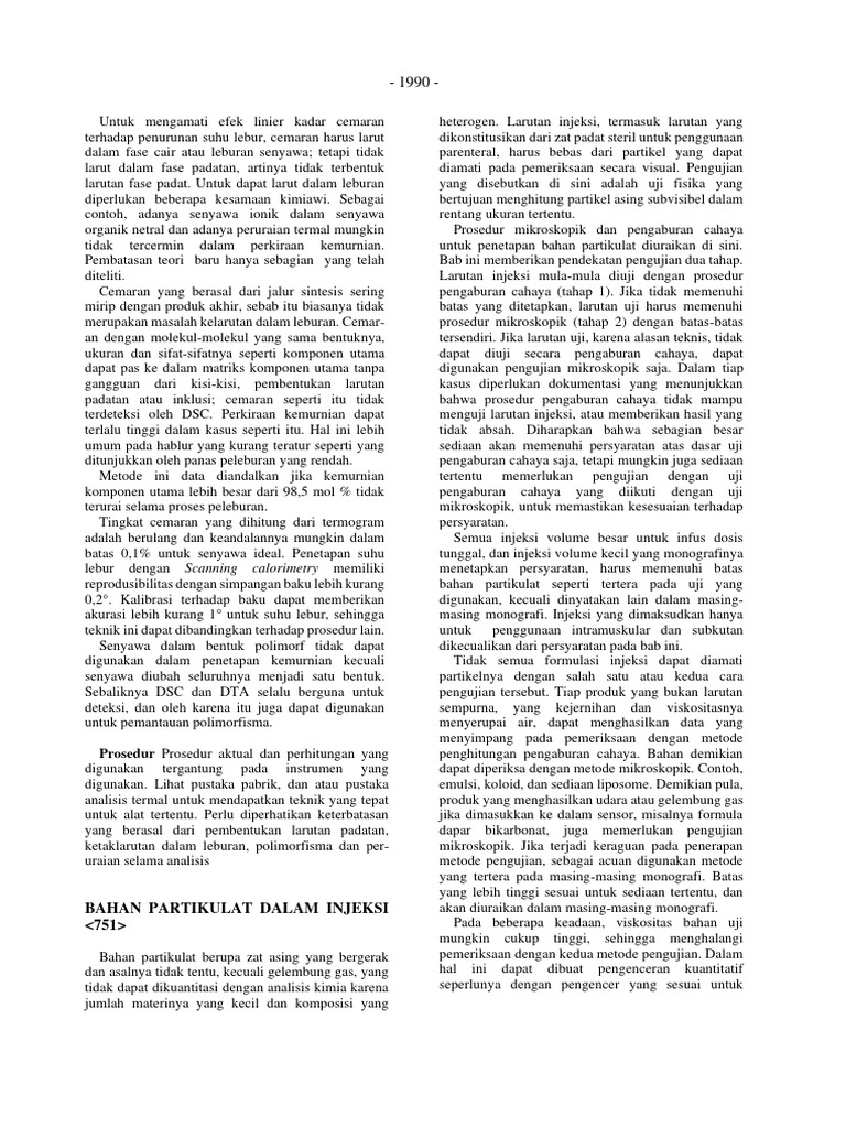751 Bahan Partikulat Dalam Injeksi | PDF