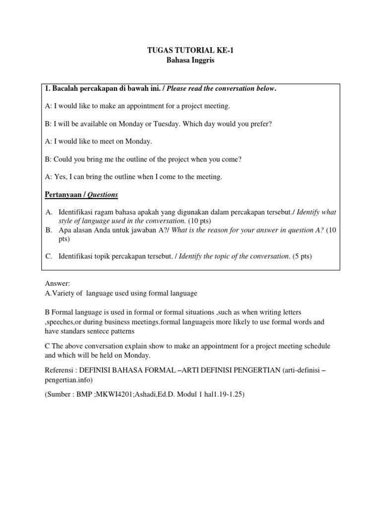 Ananda Dzaky Imtiyaz - TUGAS TUTORIAL 1 - Bahasa Inggris - MKWI4201 | PDF | Linguistics | Human ...