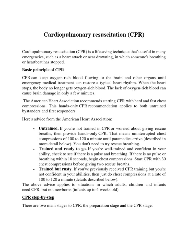 CPR Techniques for All Ages | PDF | Cardiopulmonary Resuscitation ...