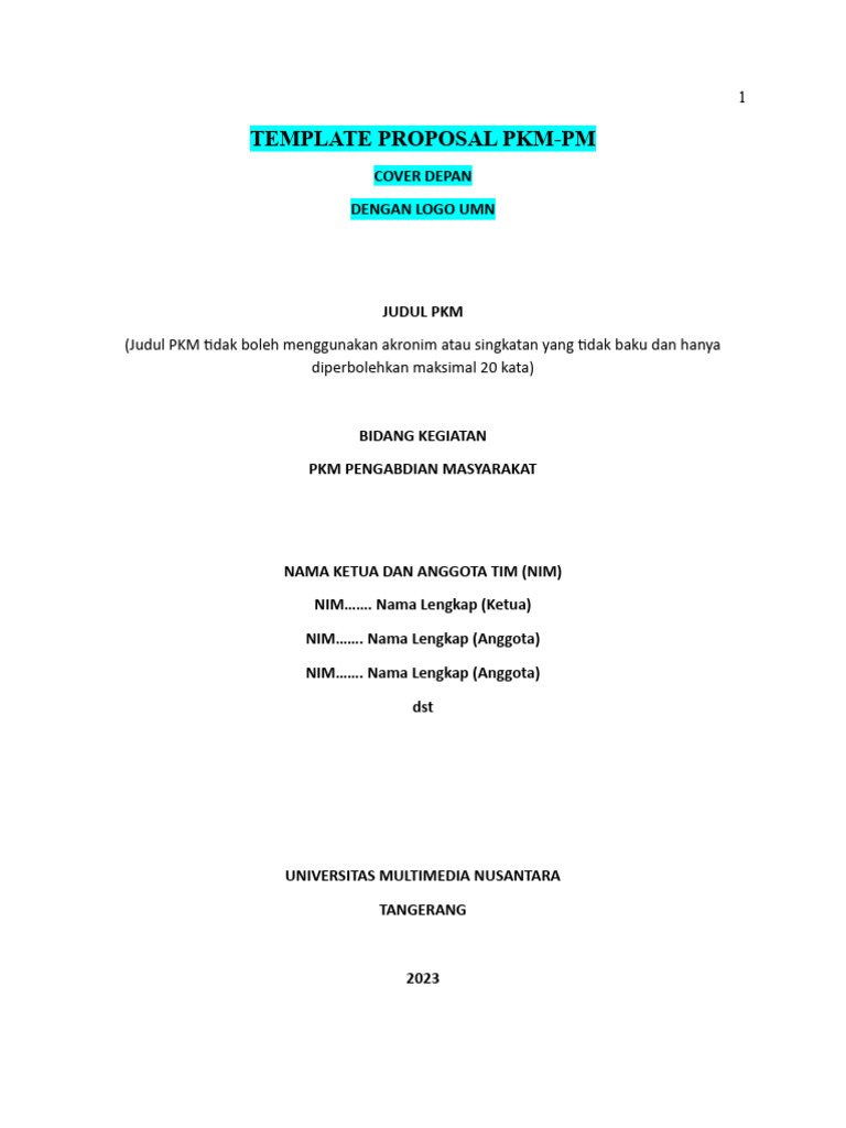 Template Proposal PKM-PM | PDF