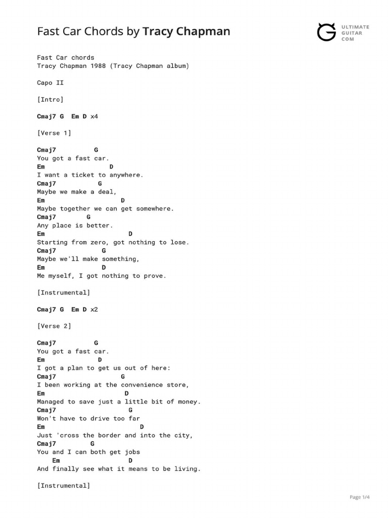 Fast Car Chords | PDF