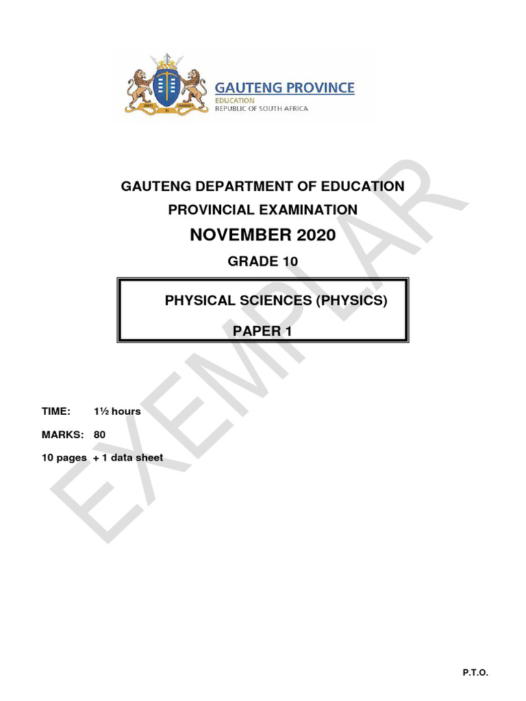 Grade 10 Physics November Exam Paper | PDF | Velocity | Frequency