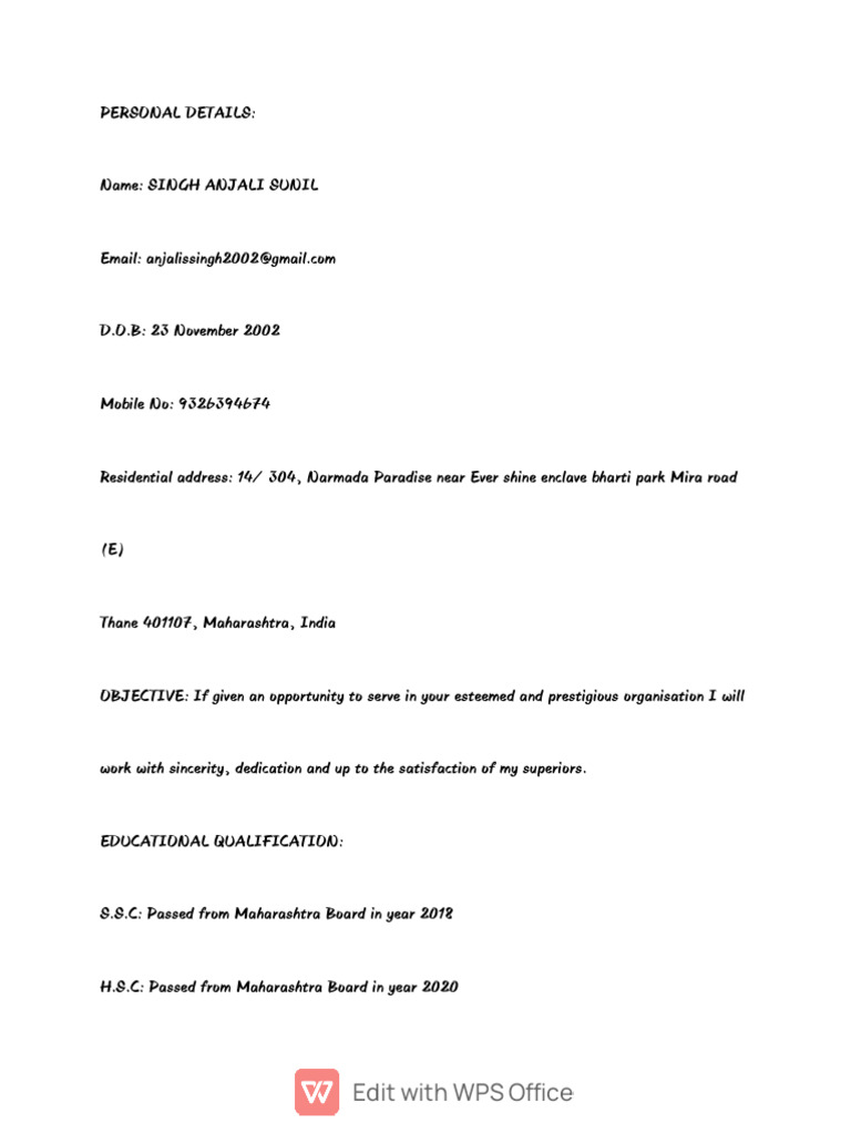 Resume Anjali Singh | PDF