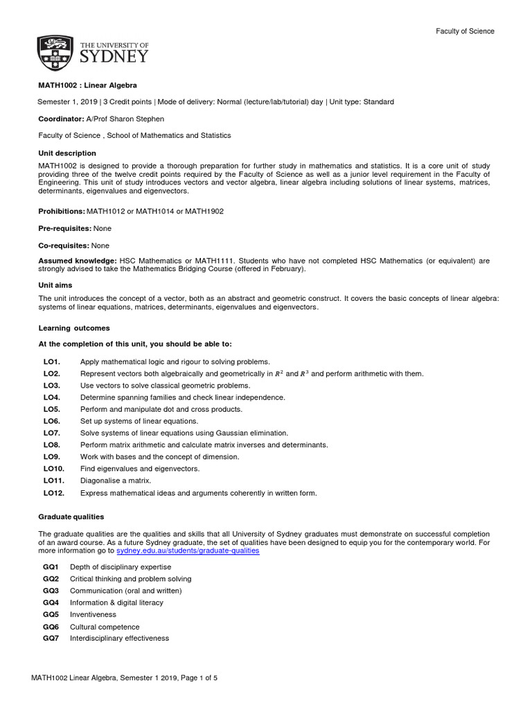 2019 Math 1002 | Download Free PDF | Matrix (Mathematics) | System Of Linear Equations