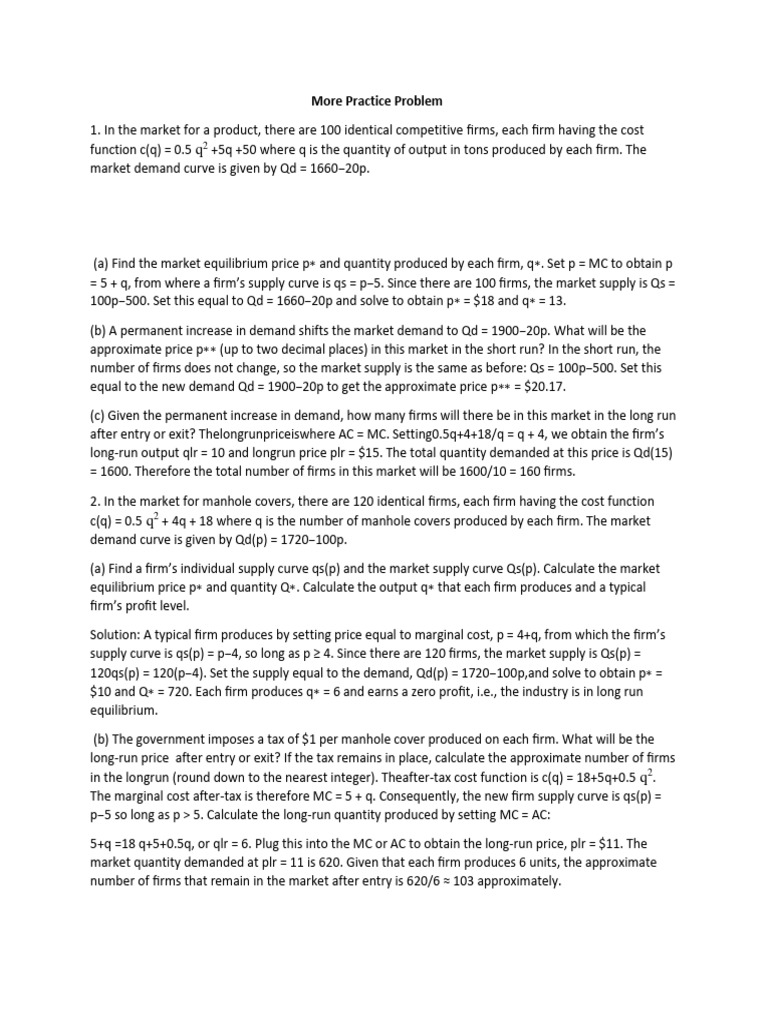 Practice 2 Solutions | PDF | Economic Equilibrium | Monopoly