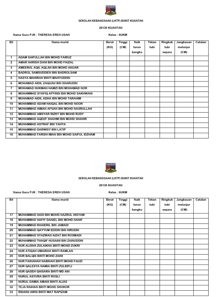Borang Segak 2023 | PDF