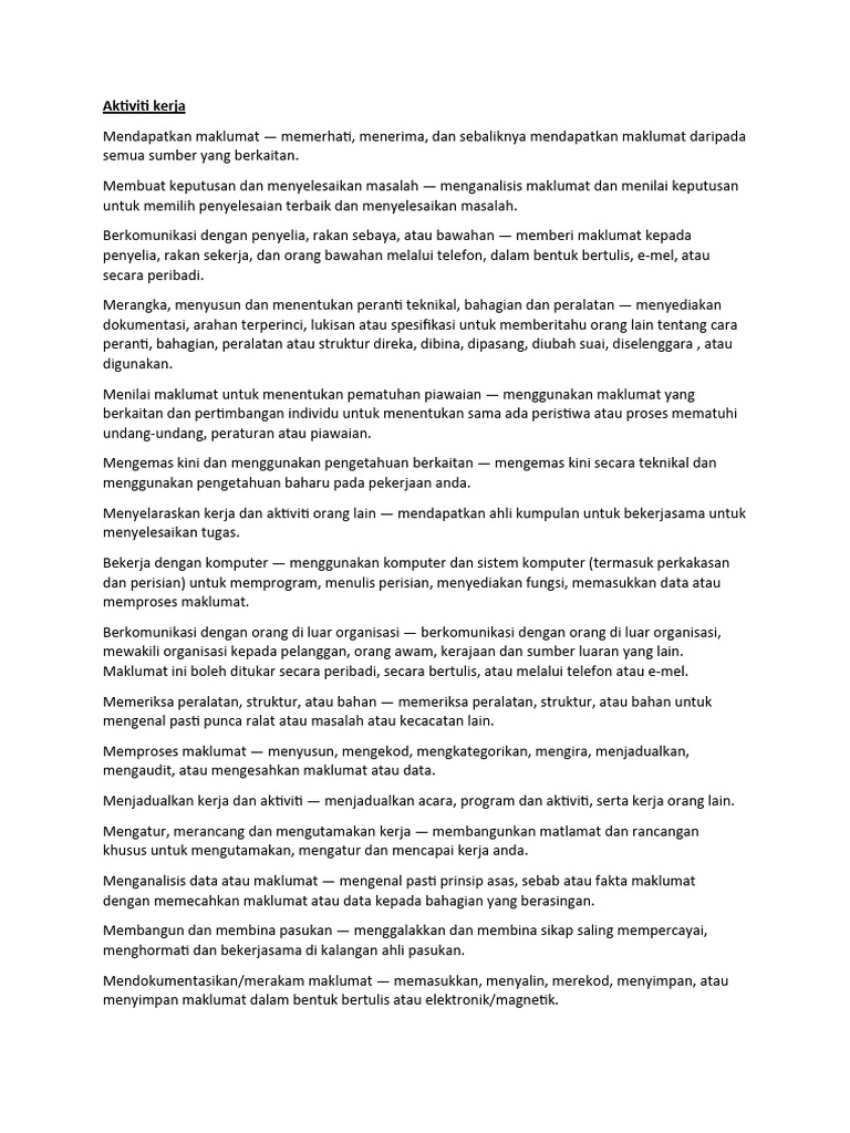 Tret Aktiviti Kerja | PDF