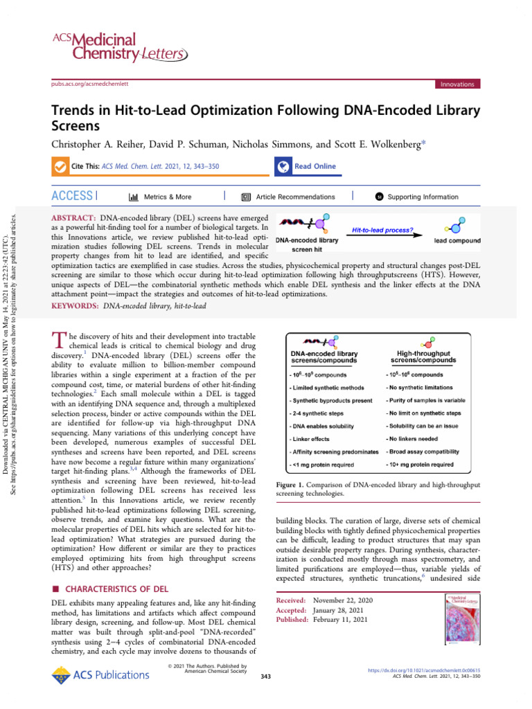 Trends in Hit-to-Lead Optimization via DEL | PDF | High Throughput ...