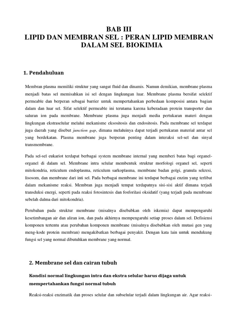Peran Lipid dalam Struktur Membran Sel | PDF