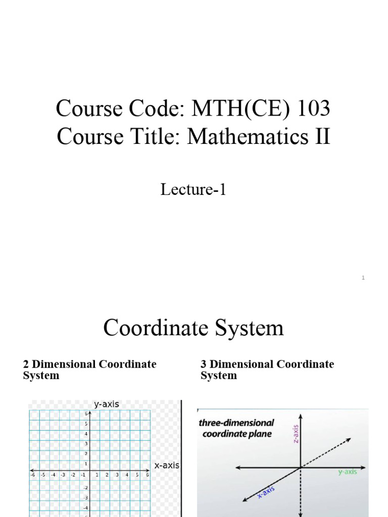Course Code: MTH (CE) 103 Course Title: Mathematics II: Lecture-1 | PDF